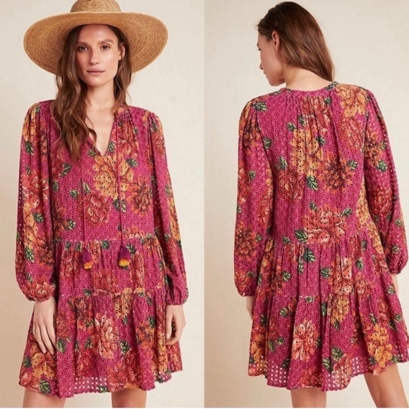 FARM Rio | Dresses | Farm By Rio Anthropologie Eyelet Tiered Tunic ...